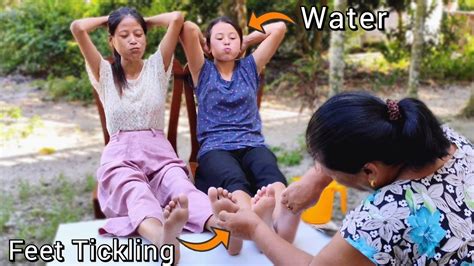 Feet Tickling Challenge With Water In Mouth Try Not To Laugh