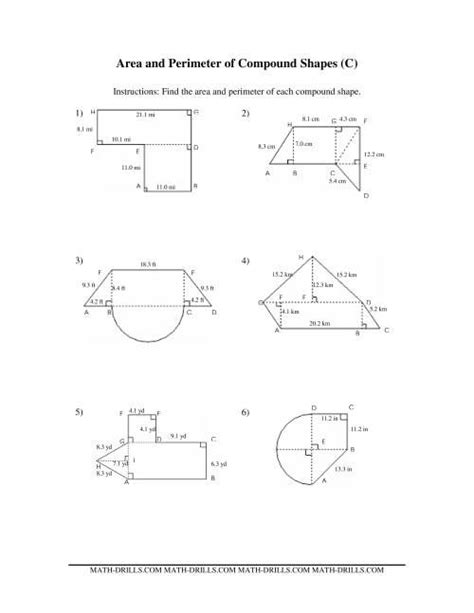 The Area And Perimeter Of Compound Shapes C Math Worksheet