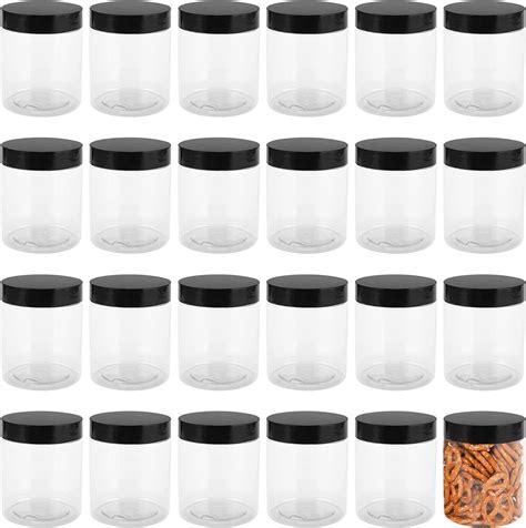 MUKLEI Lot De 24 Bocaux Ronds En Plastique Transparent Avec Couvercle