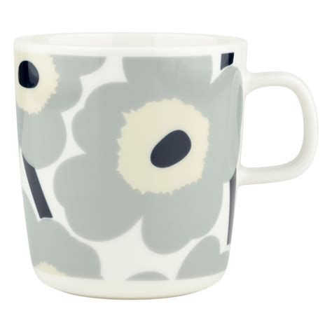 Marimekko Oiva Unikko Mug 4 Dl White Light Grey Sand Dark