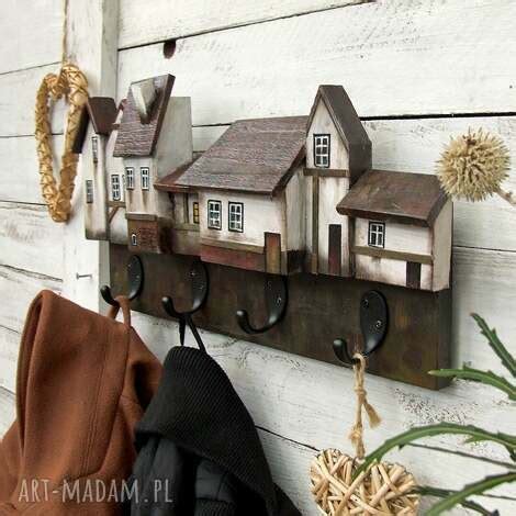 Wieszak z domkami handmade Ceramika ღ art Madam pl