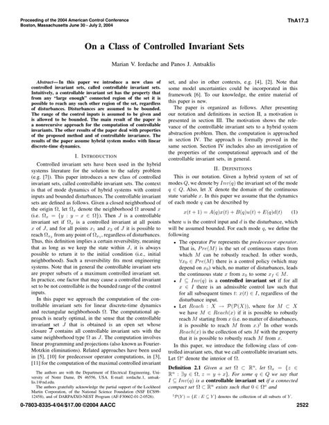 pdf on a class of controlled invariant sets