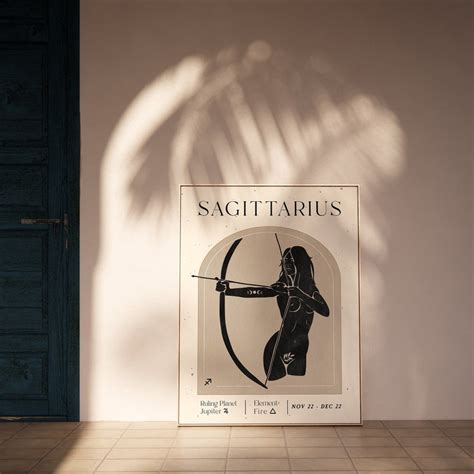 Sagittarius Zodiac Goddess Wall Art Poster Printable Zodiac Art