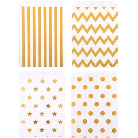 Ewtshop Lot de 48 sachets de Noël de cadeau avec impression dorée pour