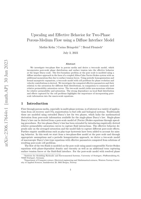pdf upscaling and effective behavior for two phase porous medium flow using a diffuse