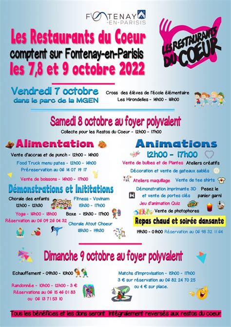 Weekend Restos Du Coeur Le 7 8 Et 9 Octobre 2022 Fontenay En Parisis