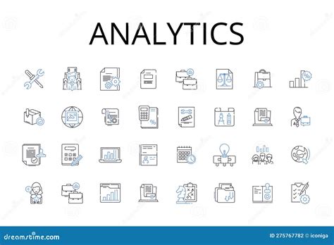 Analytics Line Icons Collection Data Mining Information Retrieval