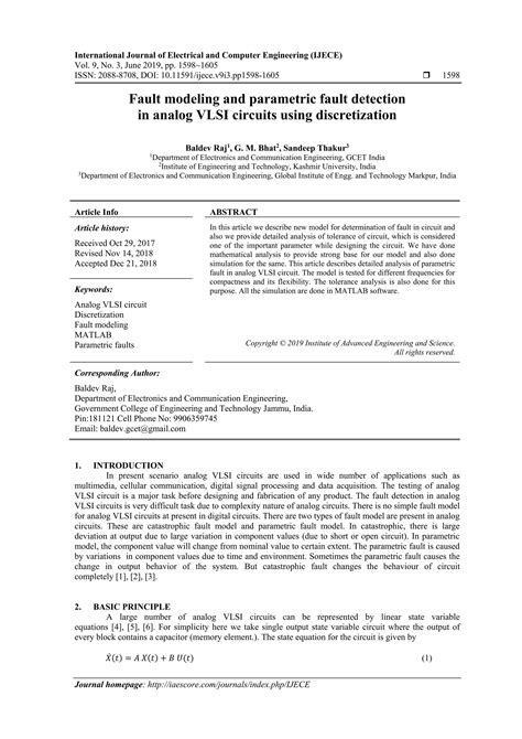 fault modeling and parametric fault detection in analog vlsi circuits using discretization pdf