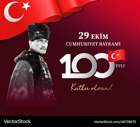 29 Ekim Mustafa Kemal Ataturk Cumhuriyet Bayrami Vector Image