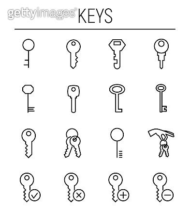 Set Of Key Icons In Modern Thin Line Style
