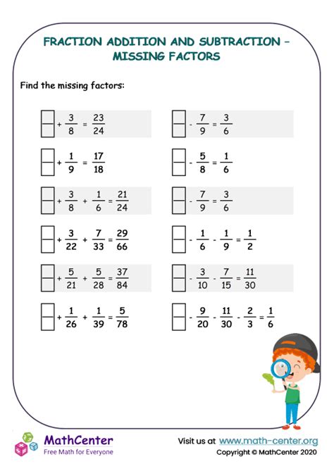 Fifth Grade Worksheets Adding Fractions Math Center