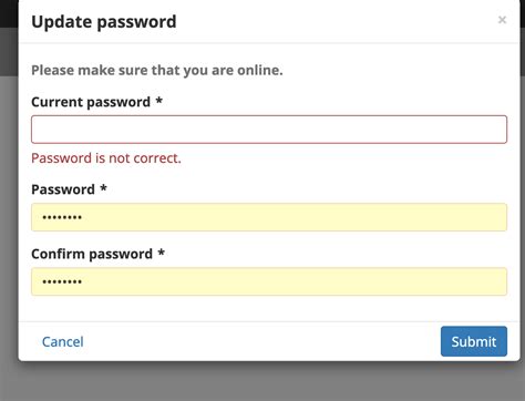 Current Password Validation Error On Update Password Form Issue 6020