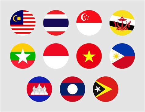 Premium Vector Collection Of Southeast Asia Country Round Flags