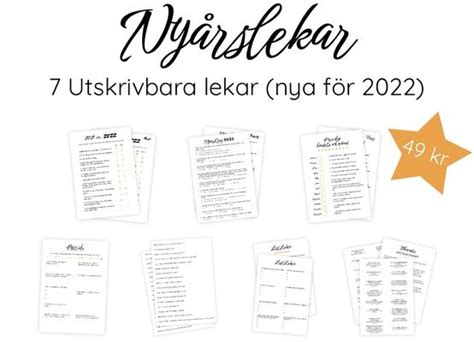 Paket med alla våra 7 printables för nyårsfesten Detta är stenciler
