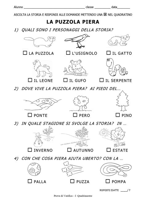 Prova Di Ascolto E Comprensione La Puzzola Piera