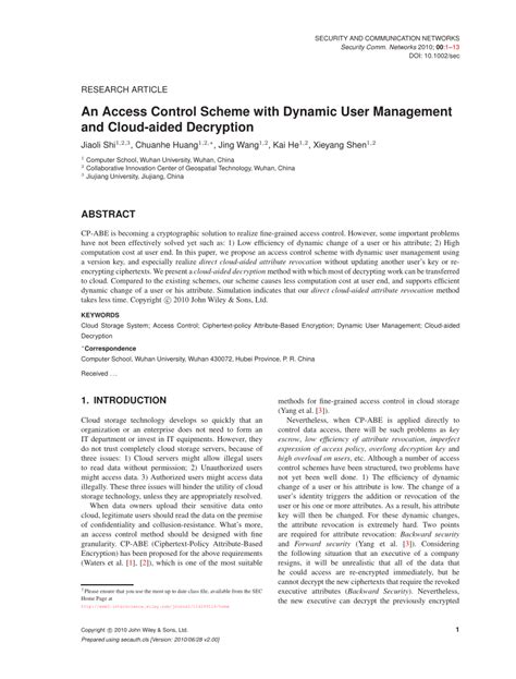 pdf an access control scheme with direct cloud aided attribute revocation using version key