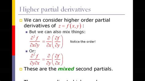 16 pl higher order partial derivatives youtube