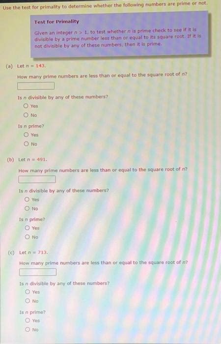 solved use the test for primality to determine whether the