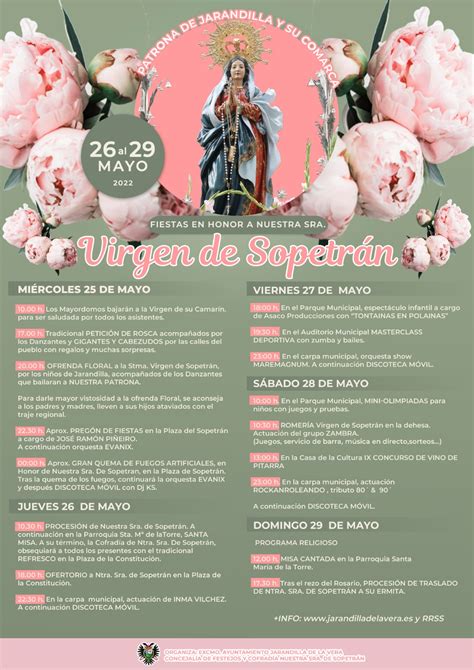 PROGRAMA COMPLETO FIESTAS PATRONALES EN HONOR A NUESTRA SRA VIRGEN DE