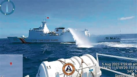 PCG Water Cannons For Putting Out Fires At Sea Not Harassment