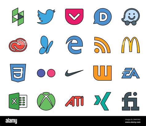 Social Media Icon Pack Including Electronics Arts Nike Adobe