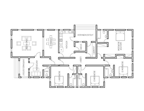 Outstanding 4 Bedroom Bungalow Floor Plan Sample