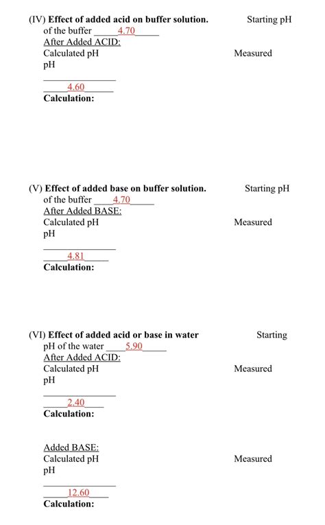 Solved Observations And Calculations I A Buffer With Equal Chegg