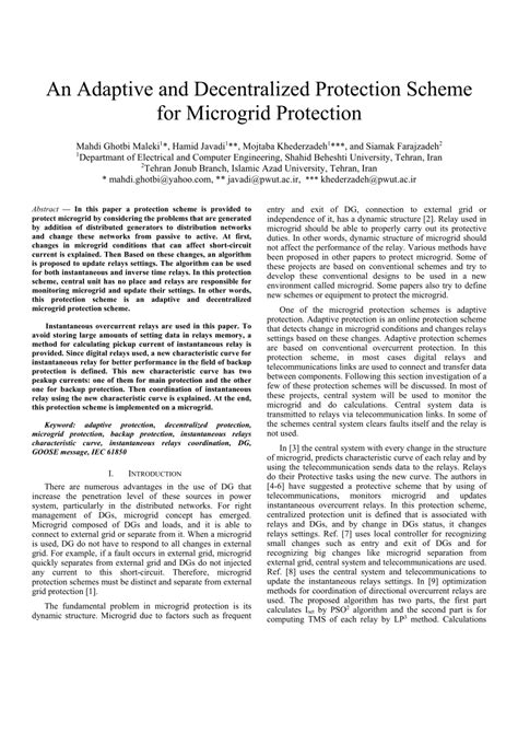 pdf an adaptive and decentralized protection scheme for microgrid protection