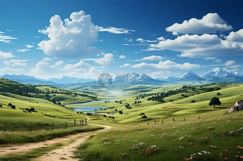 绿草如茵的自然风景插画图片下载 正版图片600528866 摄图网