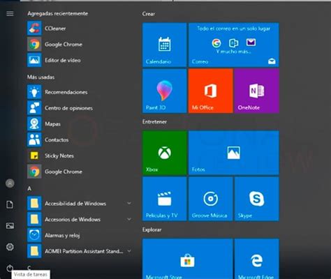 Como personalizar menú inicio en Windows 10