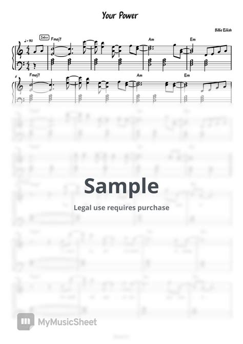 Billie Eilish Your Power Piano Solo Sheets By Meowscore