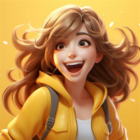 口を大きく開けた 3 d の幸せな女性のビュー 無料の写真