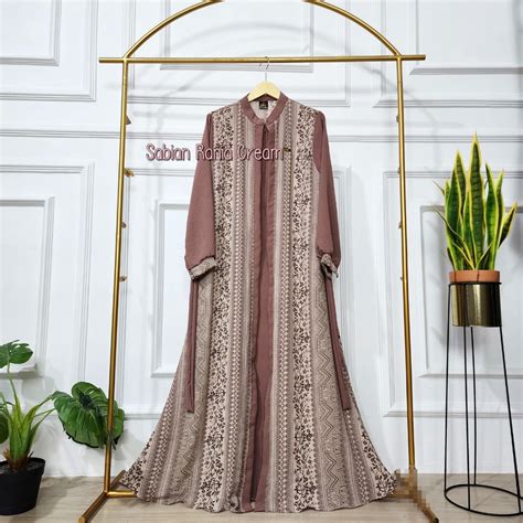Jual Gamis Crinkle Airflow Kombinasi Motif Terbaru Dress Muslim Wanita