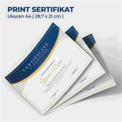Jual Cetak Sertifikat Piagam Custom Sisi Sisi Print Cetak