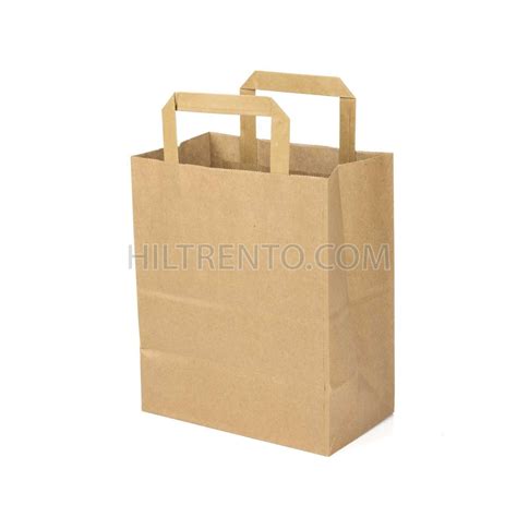 Bolsa papel kraft marrón con asa plana 21 13x26 cm 80 g m² Pack 100 uds
