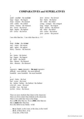 648 Comparative English ESL Worksheets Pdf Doc