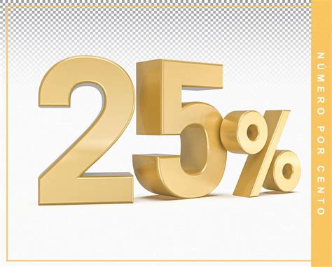 Premium PSD 3d Number 25 Percentage Gold