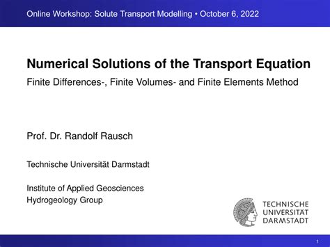 pdf numerical solutions of the transport equation finite differences finite volumes and