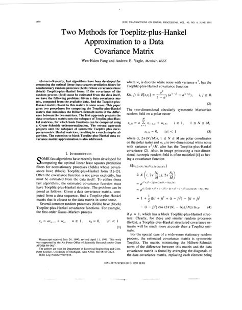 pdf two methods for toeplitz plus hankel approximation to a datacovariance matrix