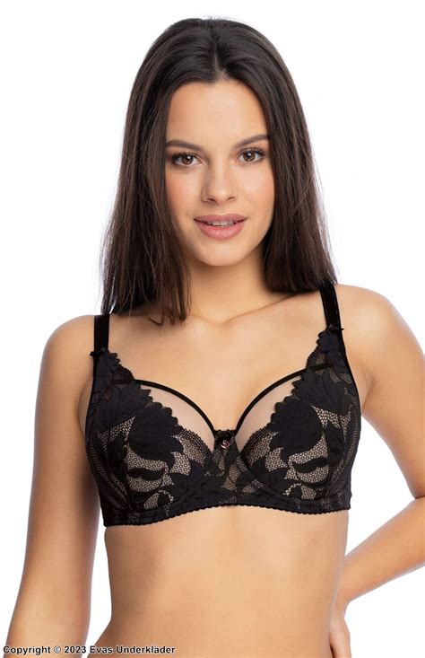 Big Cup Bra Mesh Inlay Flowers B To I Cup