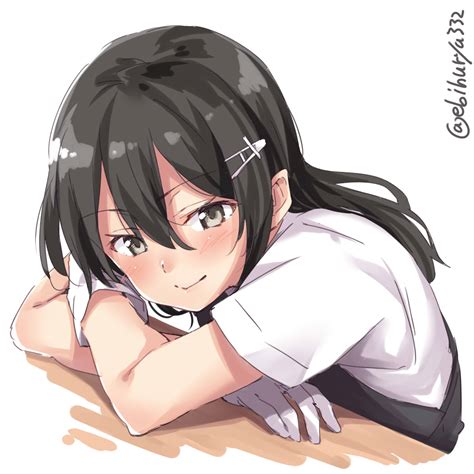 Anime Anime Girls Kantai Collection Oyashio Kancolle Long Hair Black Hair Solo Artwork Digital
