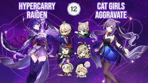C0 Raiden Hypercarry X C0 Keqing Cat Girls Aggravate Genshin Impact