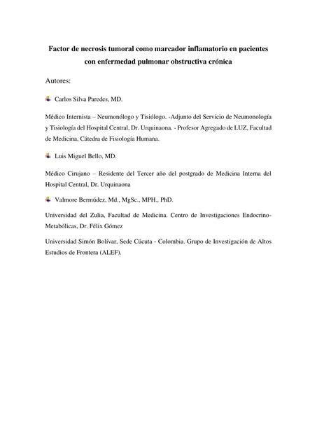 Artículo sobre el Factor de necrosis tumoral Nicole Villacreses