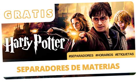 GRATIS Carátulas o Separadores de materias de HARRY POTTER para