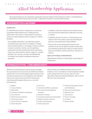 Fillable Online Allied Membership Application American College Of