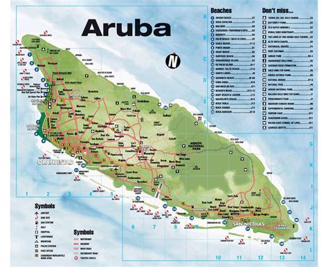 Large Tourist Map Of Aruba Aruba North America Mapsland Maps Of