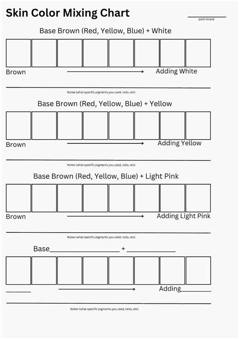 How To Make Skin Color With Acrylic Paint Free Skin Color Mixing Chart