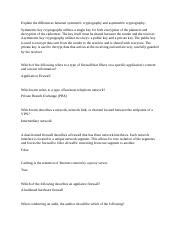 Telcom Docx Explain The Differences Between Symmetric Cryptography