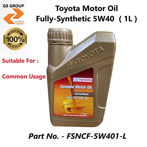 Toyota Motor Oil Fully Synthetic 5W40 1L FSNCF 5W401 L Shopee