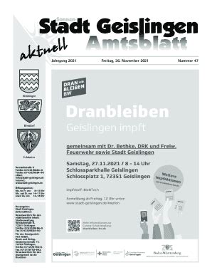 Ausfüllbar Online Stadt GeislingenPresse Medien Fax Email Drucken